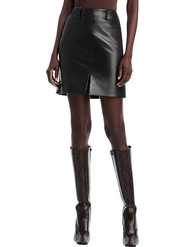 Brandon Maxwell The Lex Classic Leather Pencil Skirt - Black