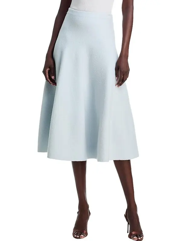 Brandon Maxwell The Miller Structured Wool Knit Skirt - Ice Blue