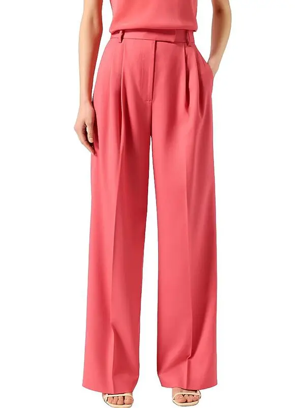 ARGENT Pleated Tailored Pants - Coral Pink
