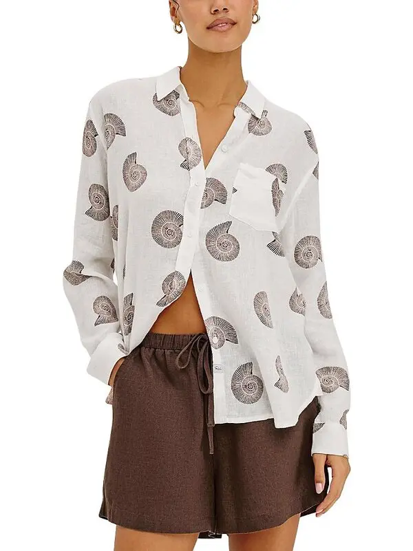 Rails Printed Viscose Linen Shirt - Spiral Shells