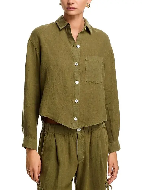 Bella Dahl Linen Boxy Shirt - Olive Stone