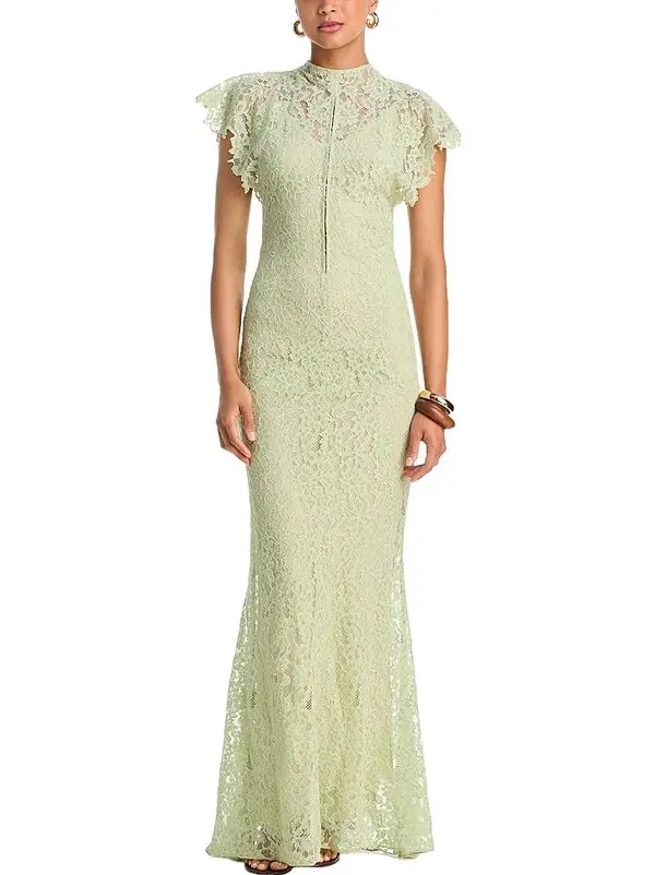 DE LA VALI Laia Lace Maxi Dress - Mint Green