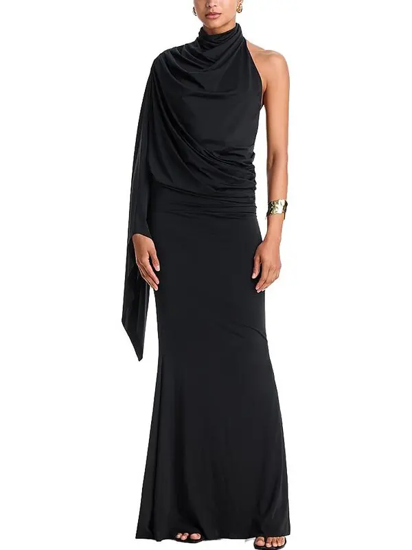 DE LA VALI Mireya" Maxi Dress With Draped Detail - Black