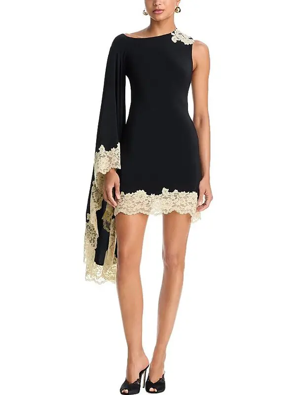 DE LA VALI Veta Mini Dress With Lace Trim - Black