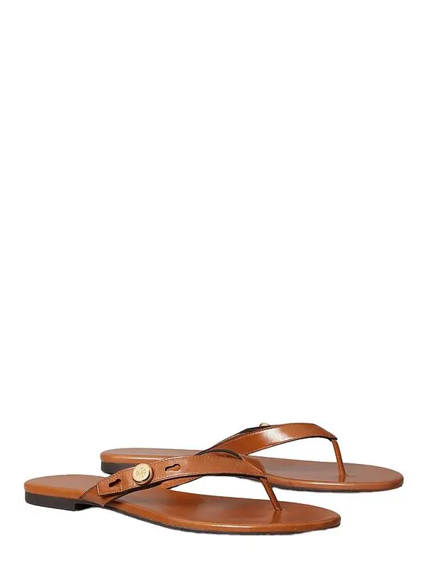 Tory Burch Leather Thong Sandals - Classic Cuoio