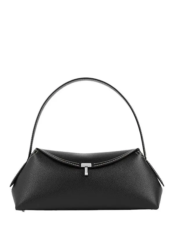 TOTEME T Lock Leather Shoulder Bag - Black