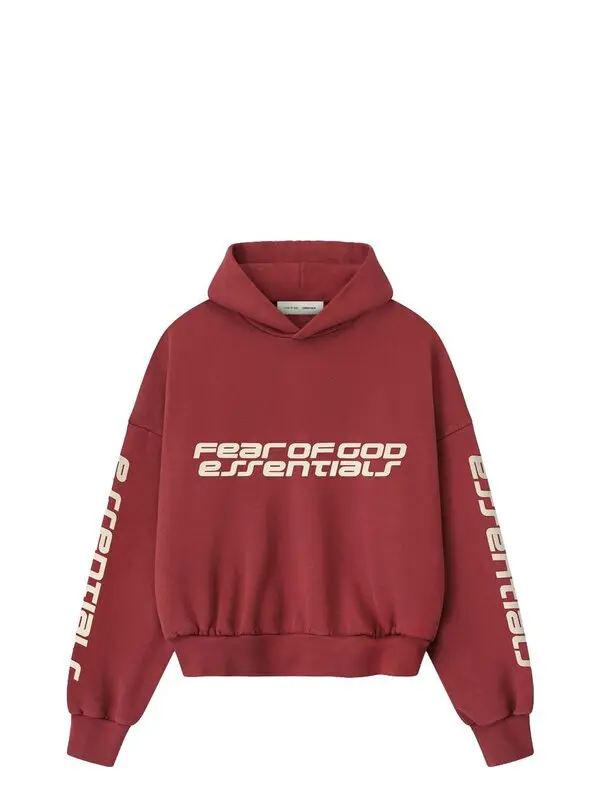 Fear Of God Cropped Relaxed Hoodie - Red