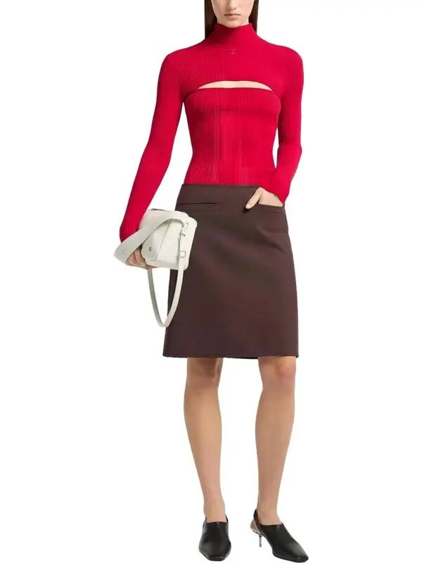 COURREGES Rib-knit Slash-detail Sweater - Red