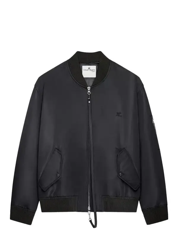 COURREGES Logo-embroidered Zip-up Bomber Jacket - Black