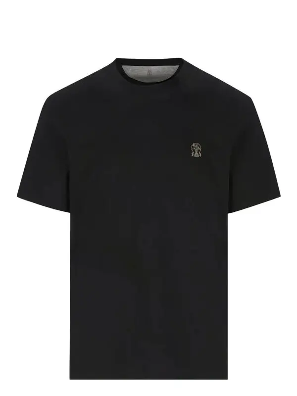 Brunello Cucinelli Logo-embroidered T-shirt - Black