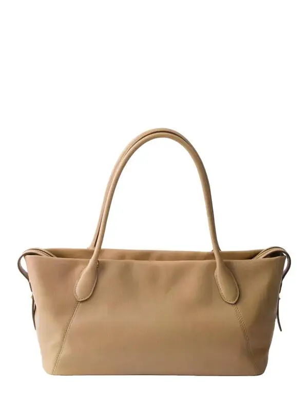 Prada Large Leather Tote Bag - Neutrals