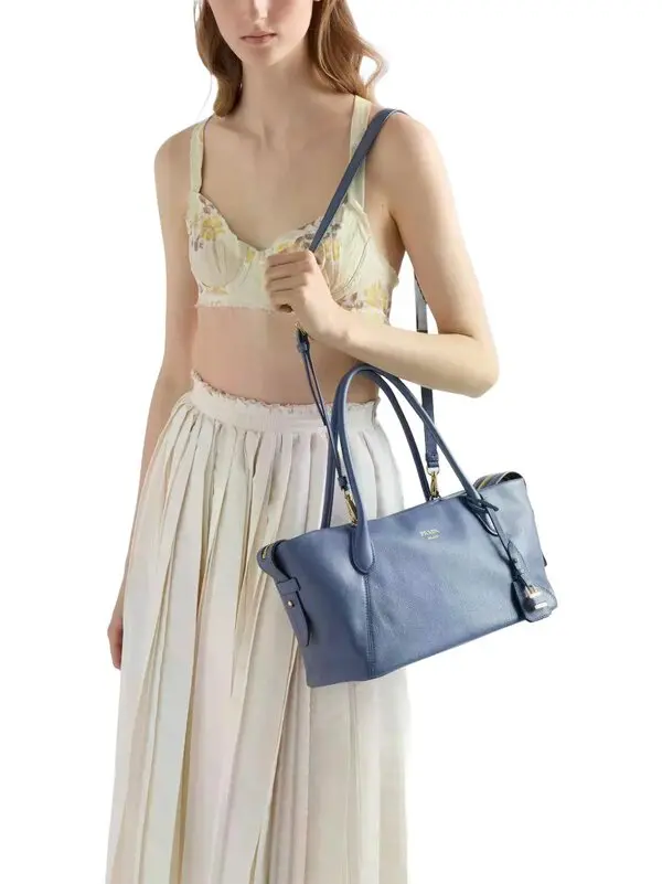 Prada Large Leather Tote Bag - Blue