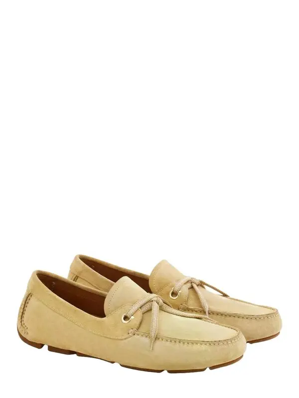 FERRAGAMO Laced Driver Loafers In Suede - Neutrals
