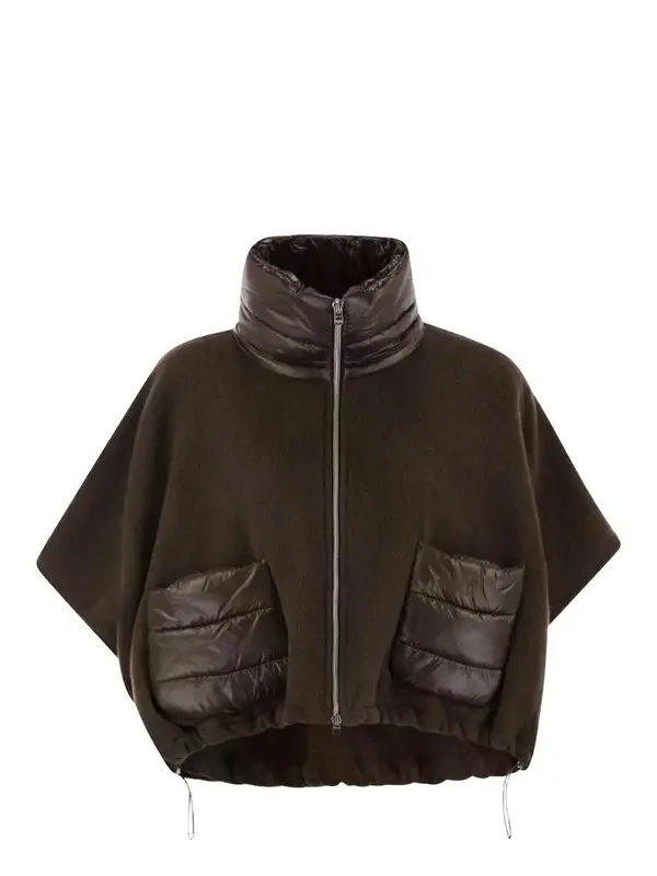 Herno High-neck Patch-pocket Poncho - Brown