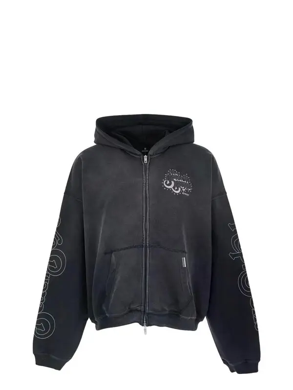 REPRESENT Graphic Print Hooded Sweatshirt - Black