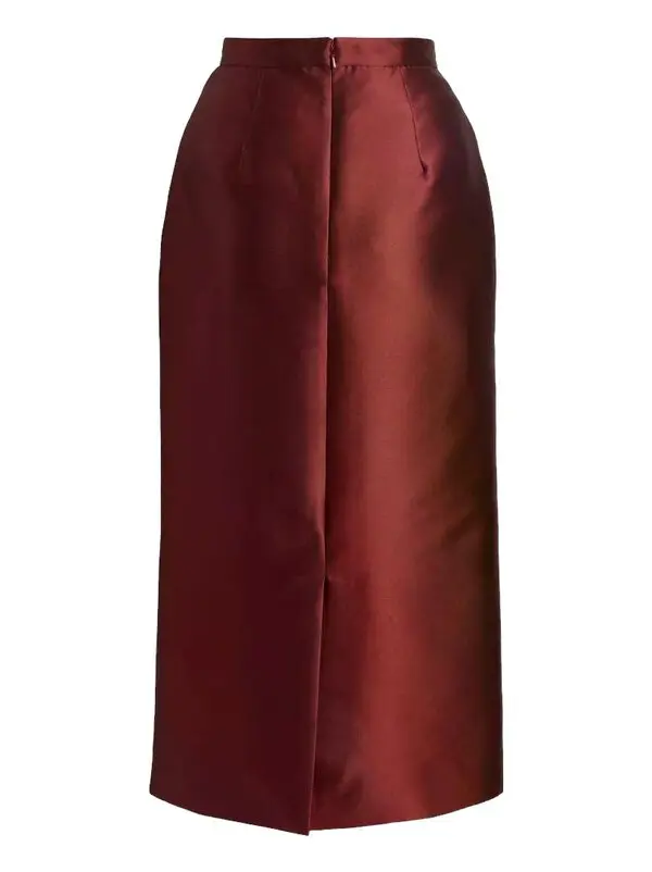 Erdem Embroidered Mikado Pencil Skirt - Red