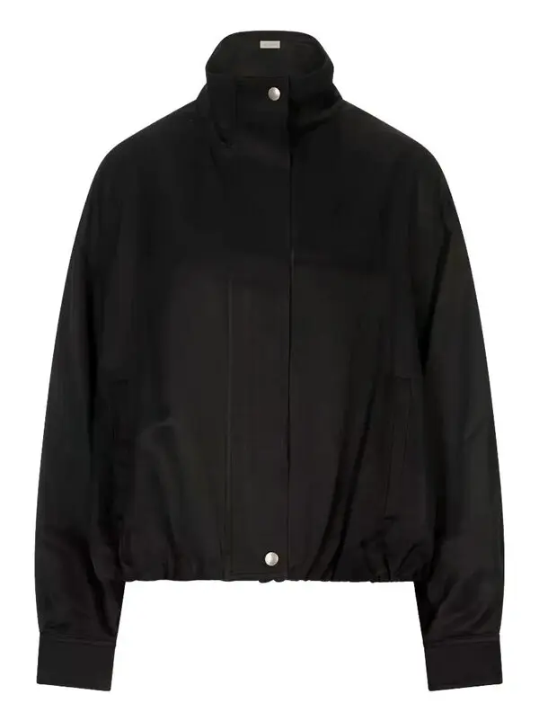MEIMEIJ High Neck Elasticated Hem Bomber Jacket - Black