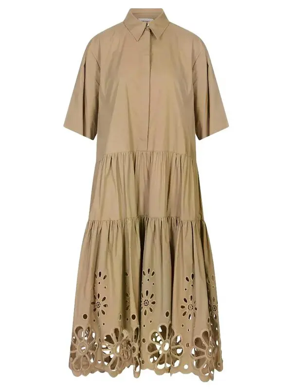 MEIMEIJ Beige Broderie Anglaise Tiered Mini Dress - Neutrals