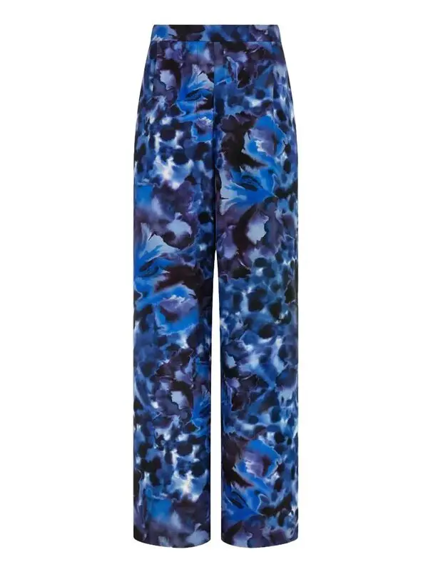 FERRAGAMO Silk Twill Trousers With Maritime Motif - Blue