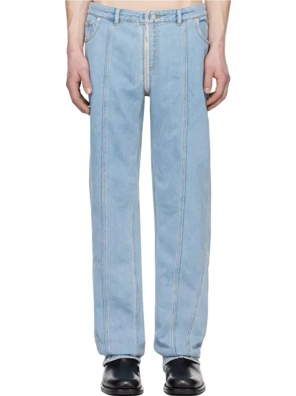 MUGLER Light Wash Zipper Front Jeans - No