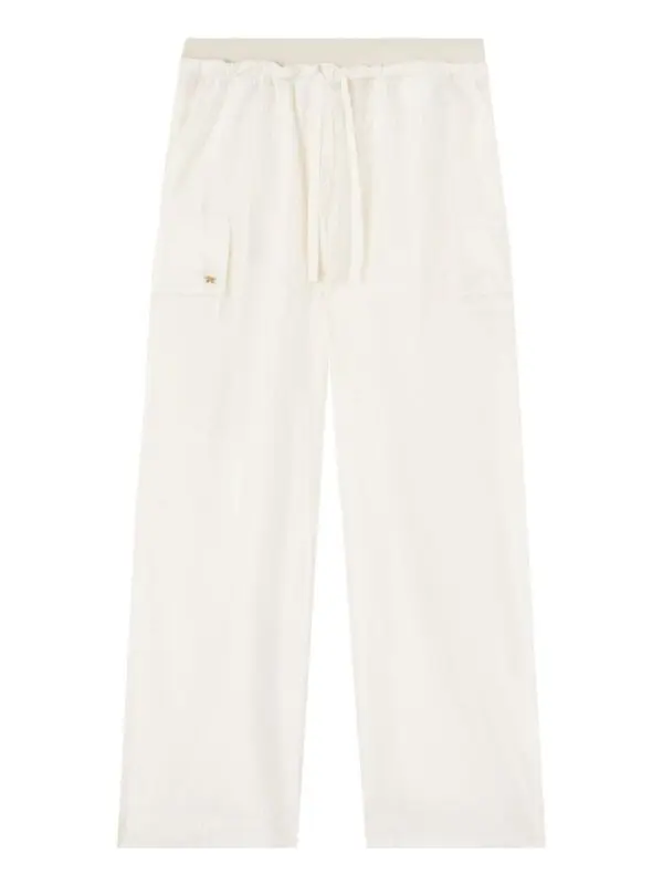 Palm Angels High-shine Satin Wide-leg Cargo Trousers - White