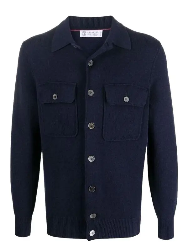Brunello Cucinelli Patch Pocket Knitted Cardigan - Black