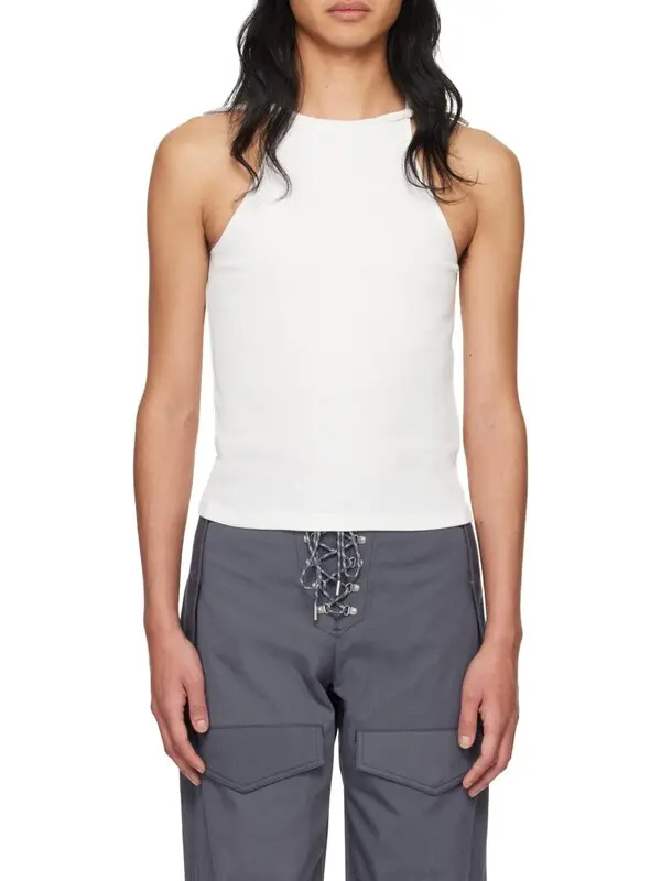 DION LEE Sleeveless Vest With Lace Up Detail - Ivory