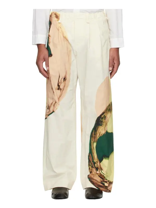 Issey Miyake Homme Plissé Printed Pleated Taffeta Trousers - White