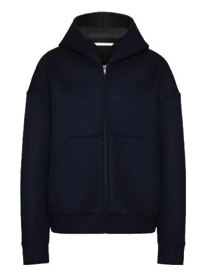 Valentino Garavani Hooded Zip-up Jacket With Studded Detail - Navy Blue