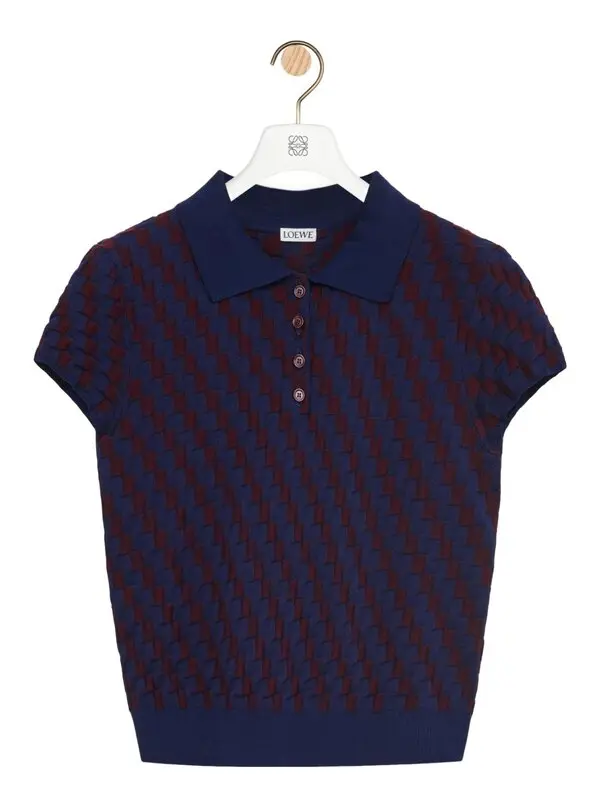 Loewe Checked Knitted Polo Shirt - Black