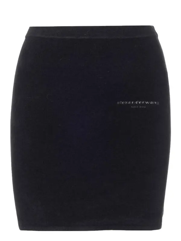 Alexander Wang Logo Embroidered High-waist Mini Skirt - Black