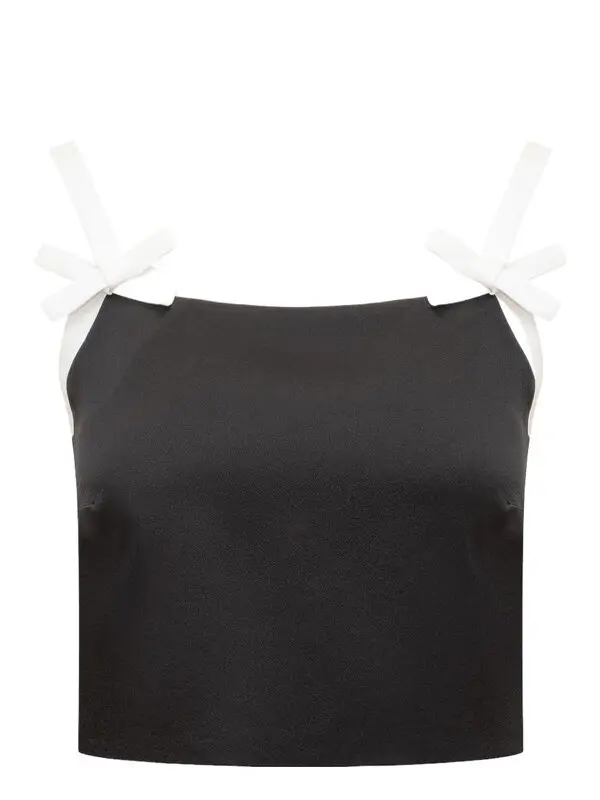 MSGM Cropped Top With Bow Detail - Black