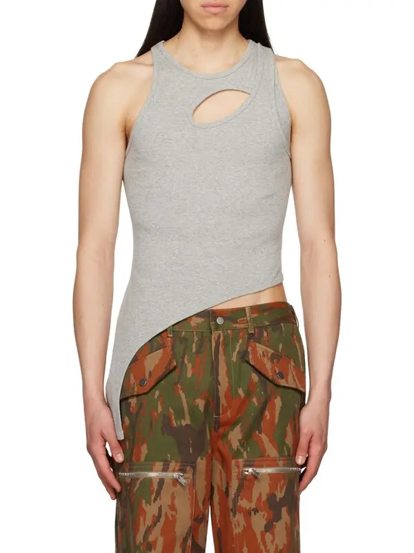 DION LEE Asymmetrical Cut-out Ribbed Tank Top - Multicolor