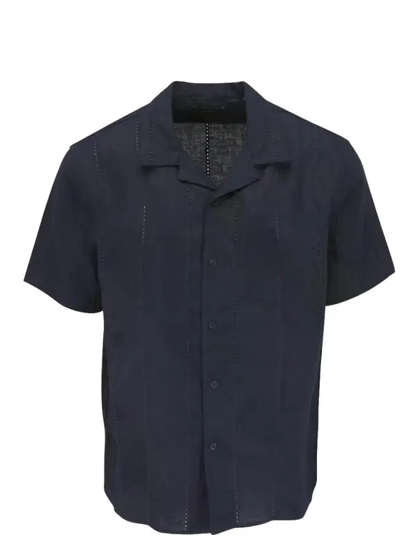 Vince Eyelet Ladder-stitch Short-sleeve Shirt - Blue