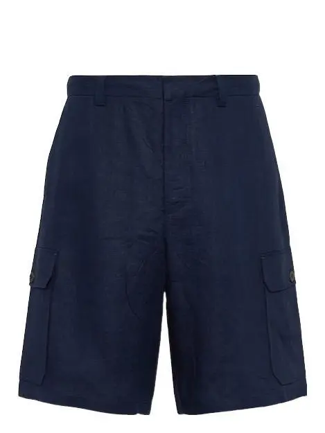 Prada Cargo Shorts With Logo Detail - Blue