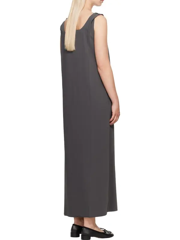 MAISON MARGIELA Square Neck Sleeveless Maxi Dress With Logo Print - Black