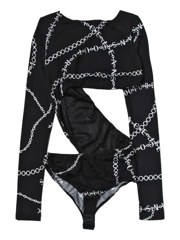 Versace Necklace Print Long-sleeved Bodysuit - Black