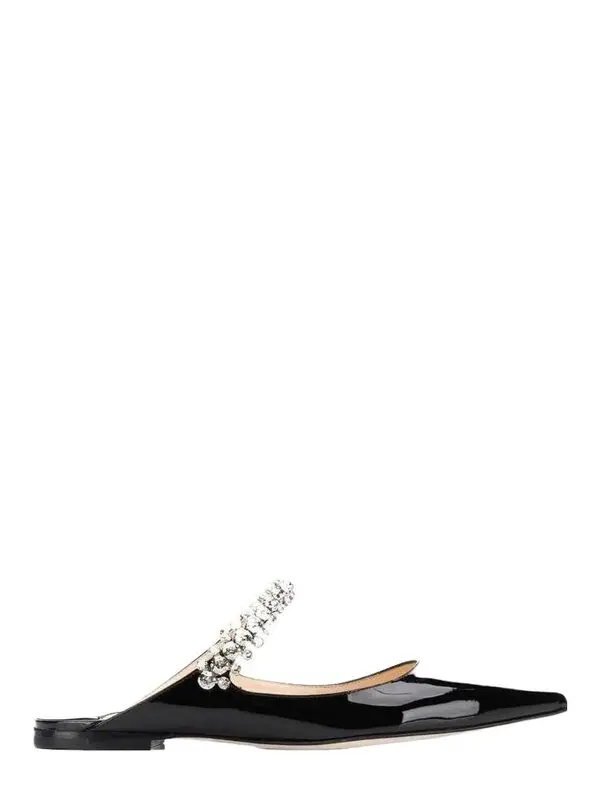 JIMMY CHOO Bing Flat Mules With Crystal Embellishment - Black