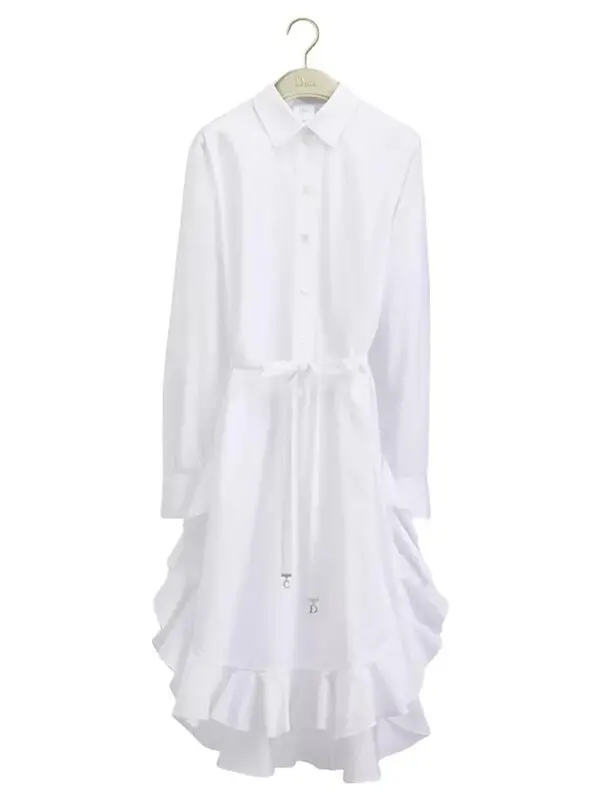 Dior Mid-length Ruffled Shirt Dress - White
