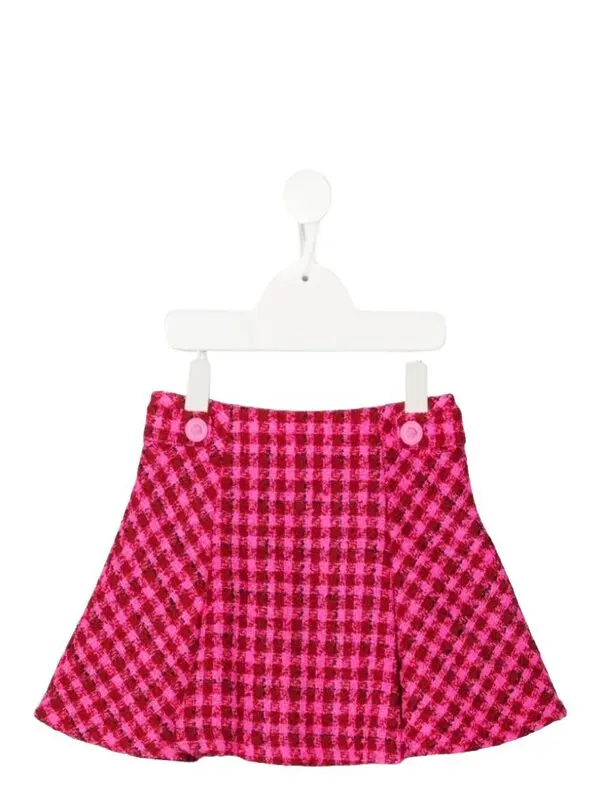 Versace Houndstooth Tweed Skirt With Medusa Buttons - Red