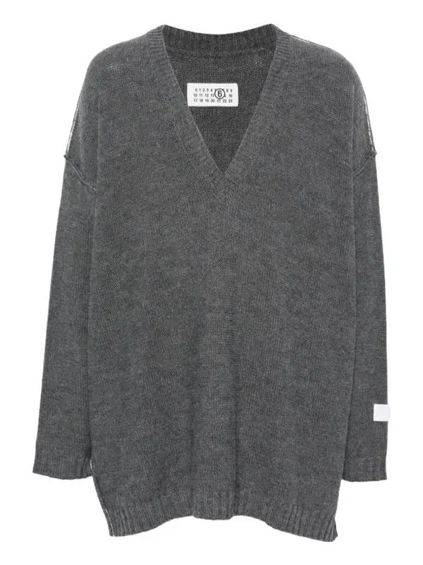MAISON MARGIELA V-neck Jumper With Logo Patch - Black