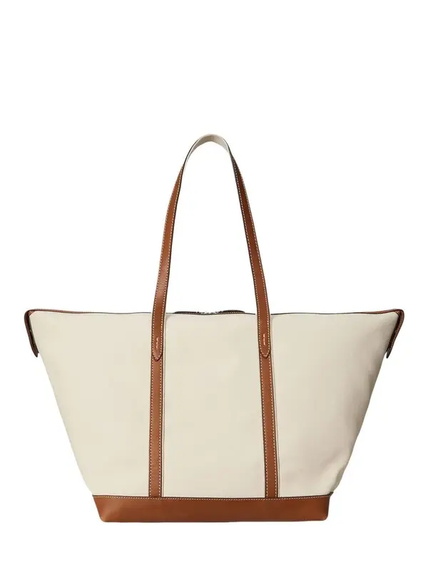 Polo Ralph Lauren Bellport Canvas And Leather Tote Bag - Nude