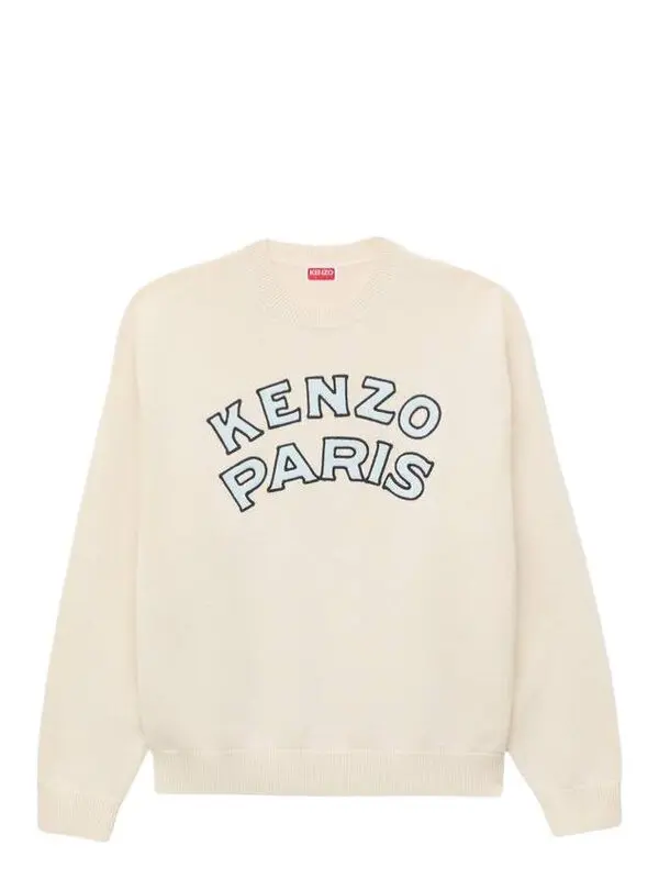 Kenzo Emblem Jumper In Wool Cotton - Off White