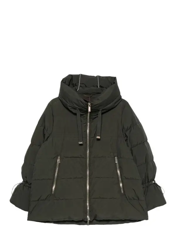 MOORER Long-sleeved Down Jacket With Drawstring Hood - Forest Green