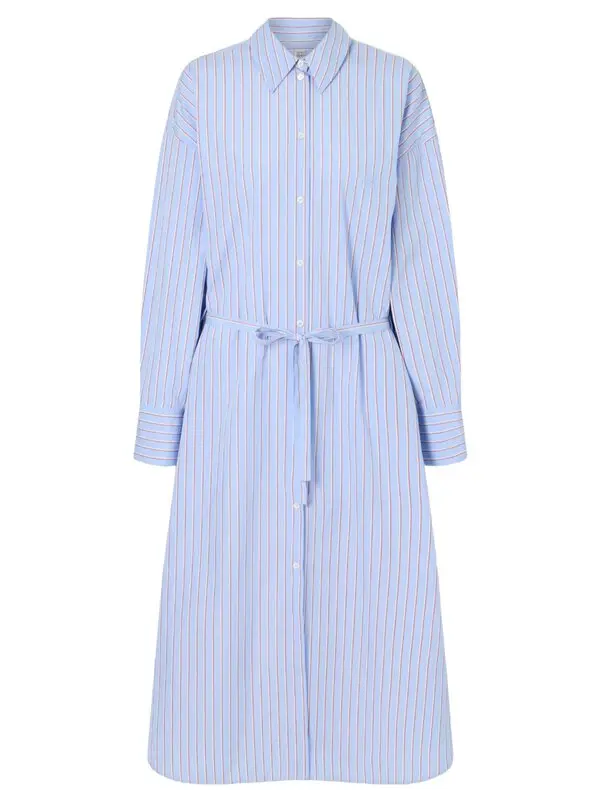 TOTEME Long-sleeved Striped Shirt Dress - Light Blue