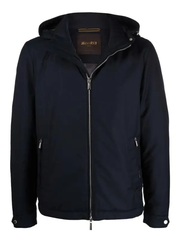 MOORER Long-sleeve Hooded Jacket - Dark Blue