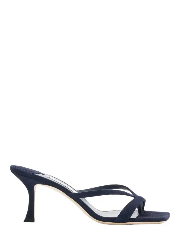 JIMMY CHOO Malie Suede Square Toe Sandals - Navy