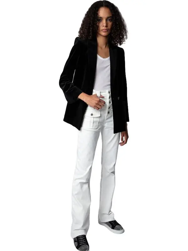 Zadig&Voltaire High-waisted Straight-cut Jeans With Zipped Pockets - White