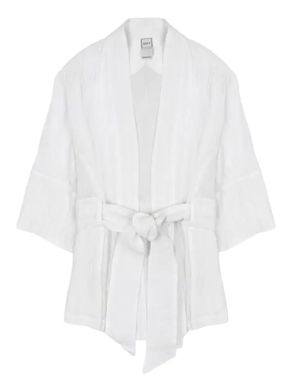120% Lino Kimono Jacket - White