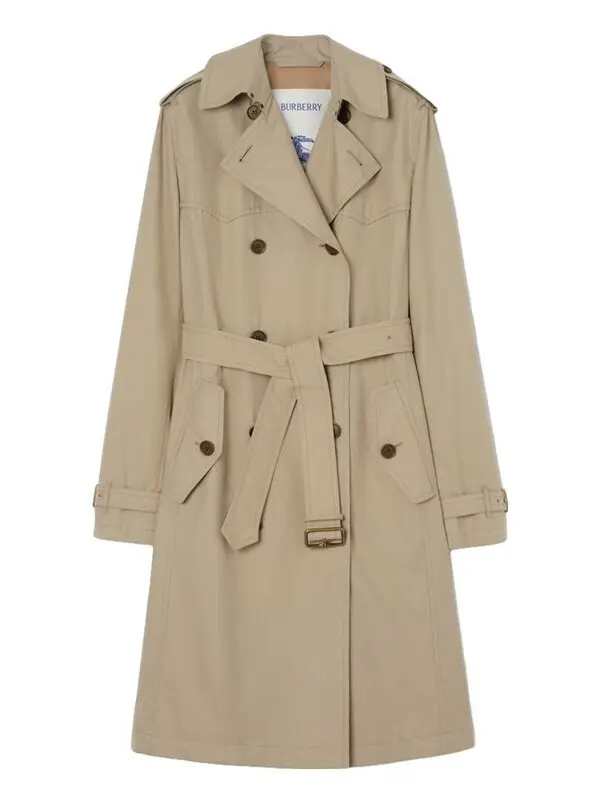 Burberry Long Silk-lined Tropical Gabardine Foxfield Trench Coat - Saltmarsh Beige
